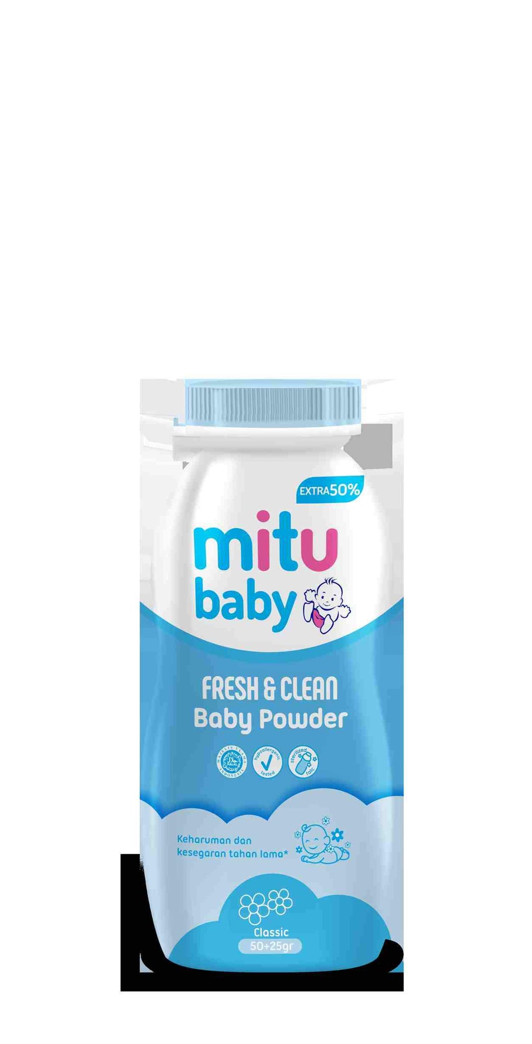 Mitu Baby Powder Bottle 50g +100%/75% (Blue) – GoodZay