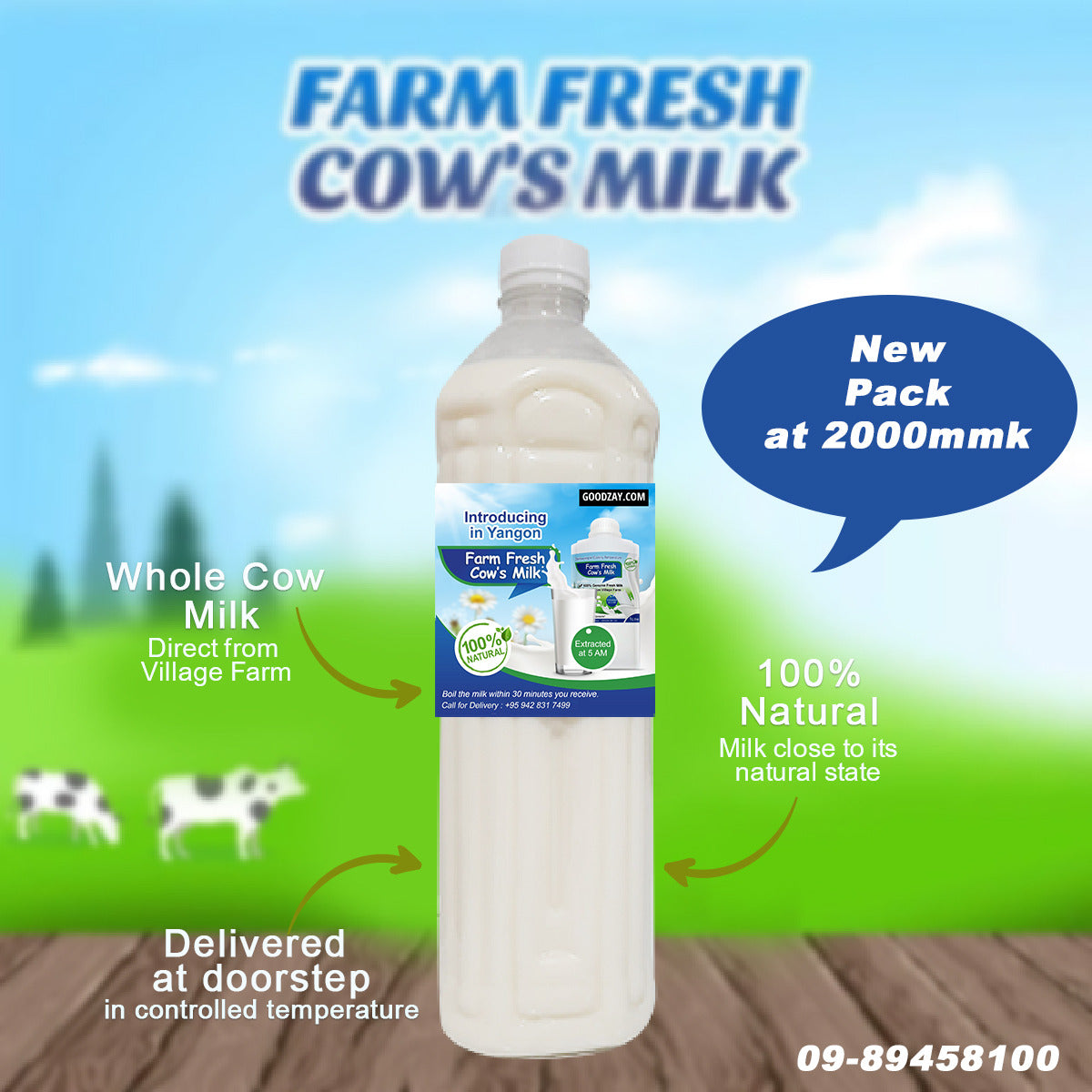 Farm Fresh Cow's Milk - 1 Liter – GoodZay
